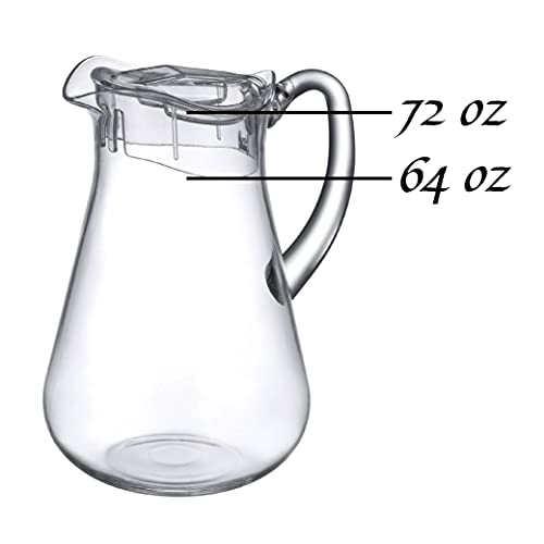 Amazing Abby - Droply - Acrylic Pitcher (64 oz), Clear Plastic Water Pitcher with Lid, Fridge Jug, BPA-Free, Shatter-Proof, Great for Iced Tea, Sangria, Lemonade, Juice, Milk, and More