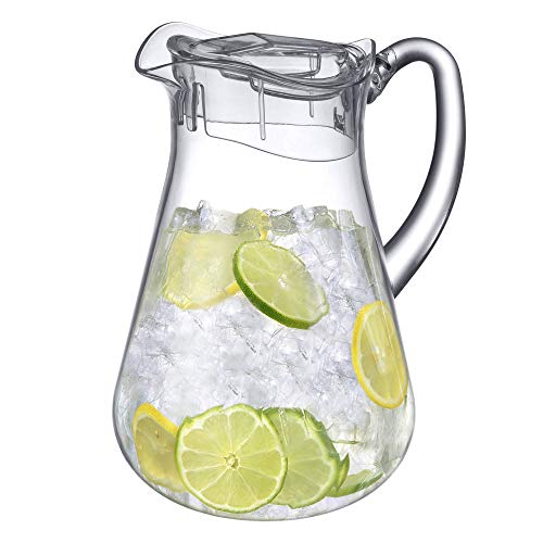 Amazing Abby - Droply - Acrylic Pitcher (64 oz), Clear Plastic Water Pitcher with Lid, Fridge Jug, BPA-Free, Shatter-Proof, Great for Iced Tea, Sangria, Lemonade, Juice, Milk, and More