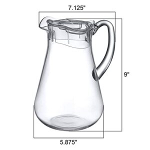 Amazing Abby - Droply - Acrylic Pitcher (64 oz), Clear Plastic Water Pitcher with Lid, Fridge Jug, BPA-Free, Shatter-Proof, Great for Iced Tea, Sangria, Lemonade, Juice, Milk, and More