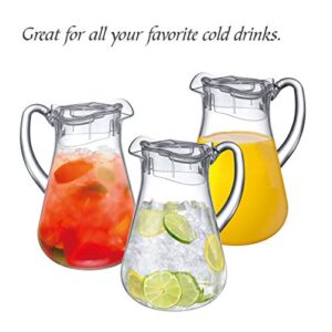 Amazing Abby - Droply - Acrylic Pitcher (64 oz), Clear Plastic Water Pitcher with Lid, Fridge Jug, BPA-Free, Shatter-Proof, Great for Iced Tea, Sangria, Lemonade, Juice, Milk, and More