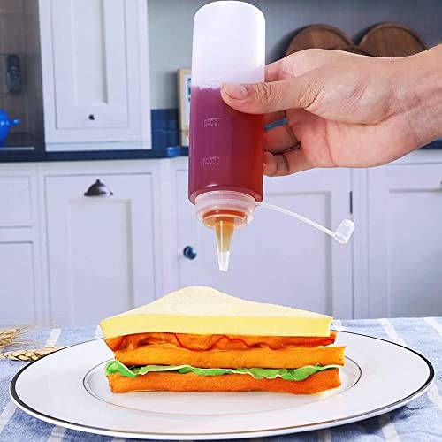 Condiment Squeeze Bottles, Abnaok 2-Pack 8 oz Food Grade Plastic Squeeze Condiment Bottles with Twist On Cap Lids for Sauces, Paint,Oil, Condiments,Salad Dressings, Arts and Crafts