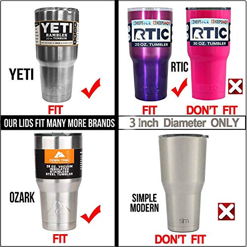 20 oz Tumbler Replacement Lid, Splash Proof & Spill Resistant With Slider Locking Closure, Lid Replacement for Yeti Tumbler, Ozark Trails and More Cooler Cup, Fit Open/Close 3.25 Inch Diameter