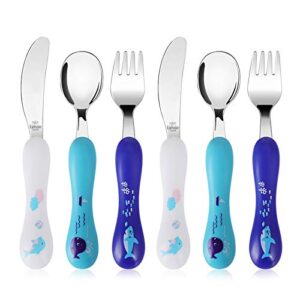 lehoo castle toddler utensils kids silverware, 6pcs safety stainless steel toddler fork spoon knife set, children flatware set, safety utensils for toddler and children