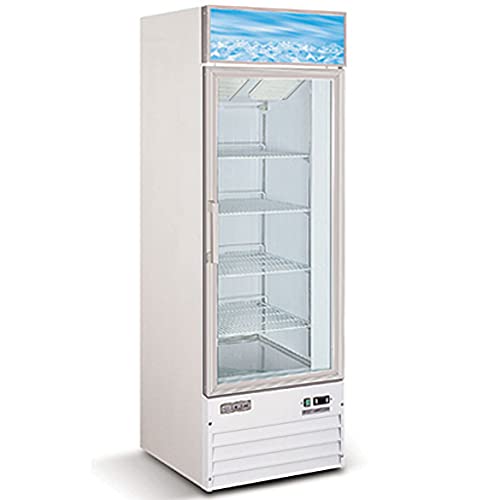 Commercial Freezer Glass 1 door Single Door Coated Steel Frame&Exterior, Aluminium Interior Upright Reach-in 28"W, Capacity 13cu.ft NSF Display Merchandiser-10°F~ 0°F D368-BM-F