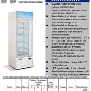 Commercial Freezer Glass 1 door Single Door Coated Steel Frame&Exterior, Aluminium Interior Upright Reach-in 28"W, Capacity 13cu.ft NSF Display Merchandiser-10°F~ 0°F D368-BM-F