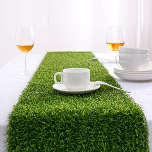 farochy artificial grass table runners - synthetic grass table runner for wedding party, birthday, banquet, baby shower, home decorations (14 x 72 inches)