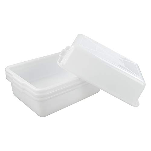 Yarebest 13 Liter Commercial Bus Tubs Dish Pan Basin, 4-pack, White