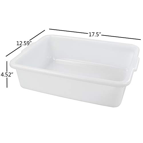 Yarebest 13 Liter Commercial Bus Tubs Dish Pan Basin, 4-pack, White