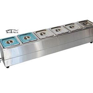 TECHTONGDA Food Soup Warmer Bain Marie Steam Table Commercial Canteen Buffet Heater Stove 7x6.5x6inch Pan 6 Pan