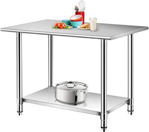 myoyay stainless steel table for prep & work 24 x 36 inch 550lbs load capacity commercial kitchen table heavy duty metal worktable workstation with adjustable undershelf for restaurant hotel