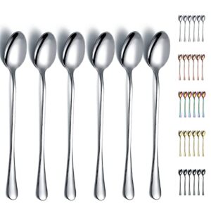 iced tea spoons, kyraton stainless steel 7.5" long handle mixing spoon, coffee spoon, stirring bar spoon, cocktail spoon, latte spoon pack of 6