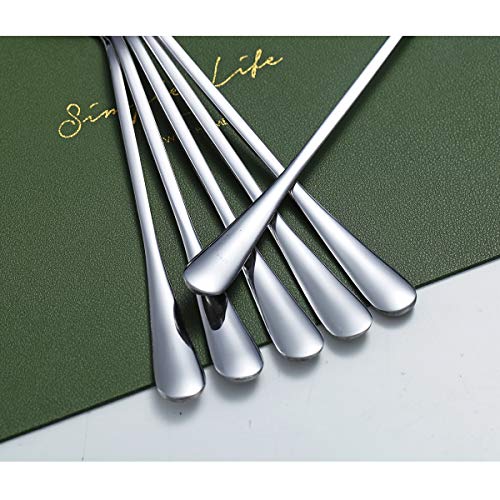 Iced Tea Spoons, Kyraton Stainless Steel 7.5" Long Handle Mixing Spoon, Coffee Spoon, Stirring Bar Spoon, Cocktail Spoon, Latte Spoon Pack of 6