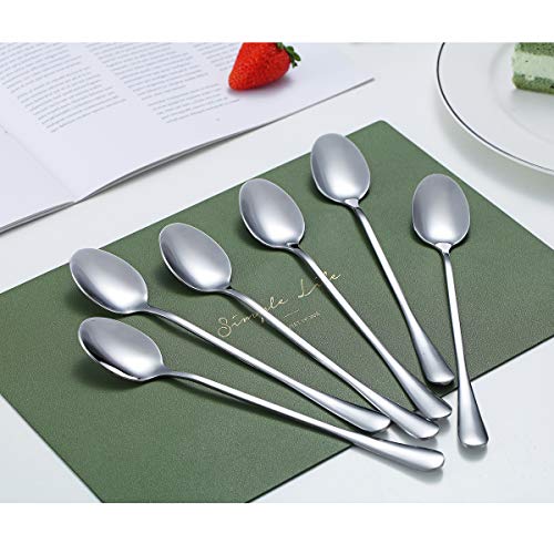 Iced Tea Spoons, Kyraton Stainless Steel 7.5" Long Handle Mixing Spoon, Coffee Spoon, Stirring Bar Spoon, Cocktail Spoon, Latte Spoon Pack of 6