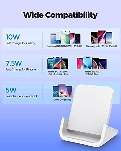 Wireless Charger YUWISS Wireless Charging Stand Cordless Charger 10/7.5/5W Compatible with iPhone 14 13 12/12 /11Pro Max/XR/XS Max/XS/X/8/8Plus Galaxy S22/S21/S9/S9+/S8/S8+ Note