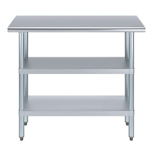 48" Long X 14" Deep Stainless Steel Work Table with 2 Shelves | Metal Food Prep Station | Commercial & Residential NSF Utility Table