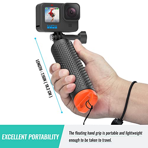 Wealpe Floating Hand Grip Waterproof Handle Compatible with GoPro Hero 11, 10, 9, 8, 7, Max, Fusion, Hero (2018), 6, 5, 4, Session, 3+, 3, 2, 1, DJI Osmo, Xiaomi Yi Cameras