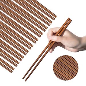 wooden chopsticks reusable dishwasher safe 10 pairs chinese asian korea iron wood handmade chopstick natural healthy for cooking eating restaurants gourmets noodles portable long brown