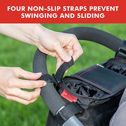 Lusso Gear Stroller Organizer With Cup Holder - Fits Strollers, Stroller Accessory for Baby Storage On the Go, Stroller Caddy With Multiple Storage Sections, Secure Fit Won’t Slip or Slide (Red)