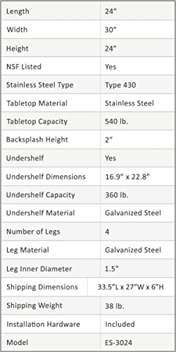 AmGood 30" x 24" Stainless Steel Equipment Stand | Height: 24" | Commercial Heavy Duty Grill Table