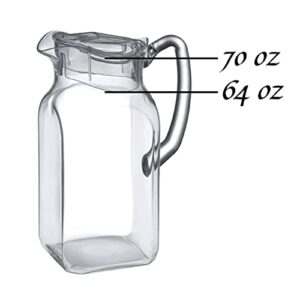 Amazing Abby - Quadly - Acrylic Pitcher (64 oz), Clear Plastic Water Pitcher with Lid, Fridge Jug, BPA-Free, Shatter-Proof, Great for Iced Tea, Sangria, Lemonade, Juice, Milk, and More