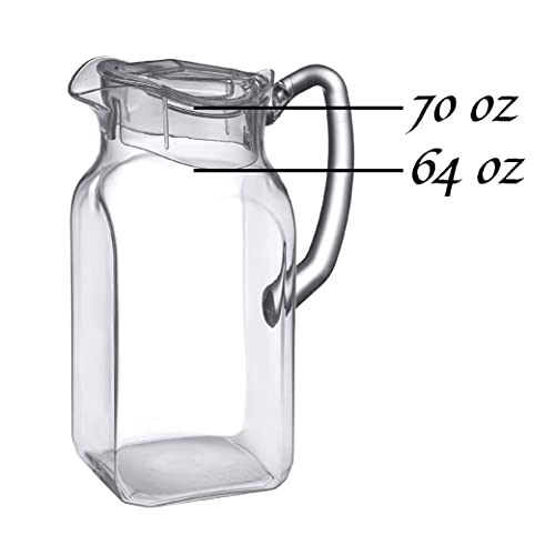 Amazing Abby - Quadly - Acrylic Pitcher (64 oz), Clear Plastic Water Pitcher with Lid, Fridge Jug, BPA-Free, Shatter-Proof, Great for Iced Tea, Sangria, Lemonade, Juice, Milk, and More