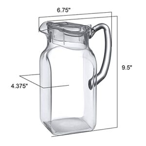 Amazing Abby - Quadly - Acrylic Pitcher (64 oz), Clear Plastic Water Pitcher with Lid, Fridge Jug, BPA-Free, Shatter-Proof, Great for Iced Tea, Sangria, Lemonade, Juice, Milk, and More