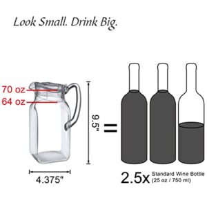 Amazing Abby - Quadly - Acrylic Pitcher (64 oz), Clear Plastic Water Pitcher with Lid, Fridge Jug, BPA-Free, Shatter-Proof, Great for Iced Tea, Sangria, Lemonade, Juice, Milk, and More