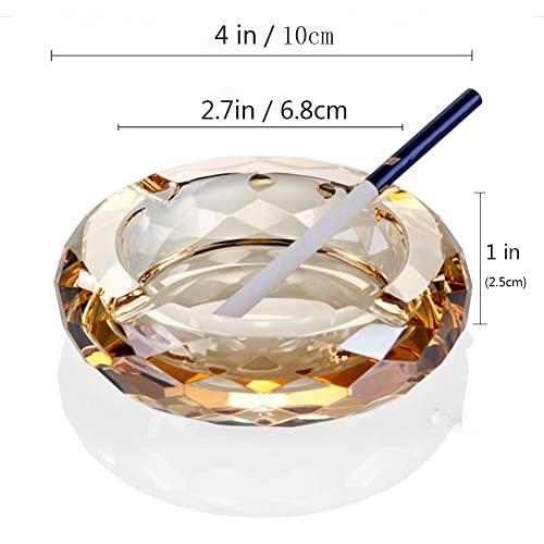 Crystal Glass Ashtray, Cigar Cigarettes Ashtray Holder Home Office Desktop Tabletop Decoration,Crystal Gold