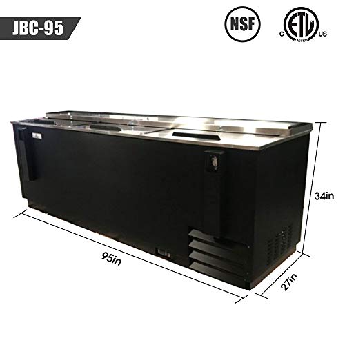 Horizontal Bottle Cooler Deep Well 95" Width NSF Certified Commercial beer bottle Refrigerator Black 33°-38°F Top-Loading