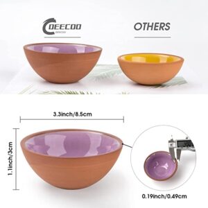 DeeCoo 3.5 oz Terracotta Pinch Bowls, Ceramic Dip Mini Bowls Set Soy Sauce Dish/Bowls, Condiments Server Dishes - Good for Ketchup, Soy Sauce, BBQ and Other Party Dinner (Set of 8)