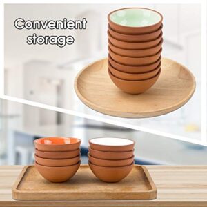 DeeCoo 3.5 oz Terracotta Pinch Bowls, Ceramic Dip Mini Bowls Set Soy Sauce Dish/Bowls, Condiments Server Dishes - Good for Ketchup, Soy Sauce, BBQ and Other Party Dinner (Set of 8)