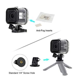 SOINSUN 60m Waterproof Dive Housing Case with Bracket Accessories for GoPro Hero 5 Session Hero 4 Session Hero Session Cameras