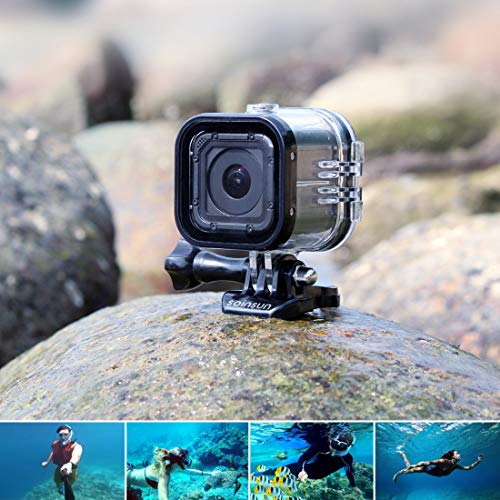 SOINSUN 60m Waterproof Dive Housing Case with Bracket Accessories for GoPro Hero 5 Session Hero 4 Session Hero Session Cameras