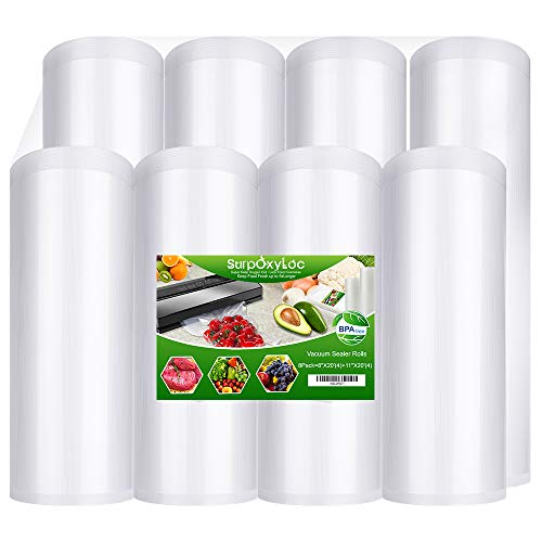 SurpOxyLoc 8 Pack 8"x20'(4Rolls) and11"x20'(4Rolls) Vacuum Sealer Bags Rolls with BPA Free,Heavy Duty,Great for Sous Vide and Vac Seal storage