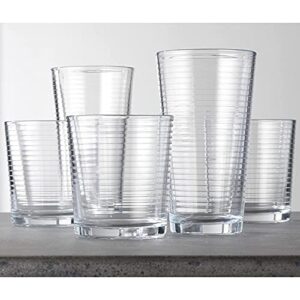 Drinking Glasses - Set of 8 Glass Cups, 4 Highball Glasses (17oz) 4 Rocks Glasses (13oz) Ribbed Glasses for Mixed Drinks, Water, Juice, beer, Wine, Excellent Gift!