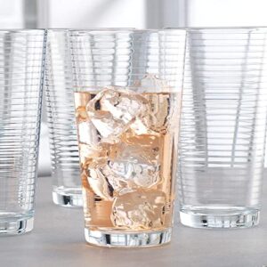 Drinking Glasses - Set of 8 Glass Cups, 4 Highball Glasses (17oz) 4 Rocks Glasses (13oz) Ribbed Glasses for Mixed Drinks, Water, Juice, beer, Wine, Excellent Gift!