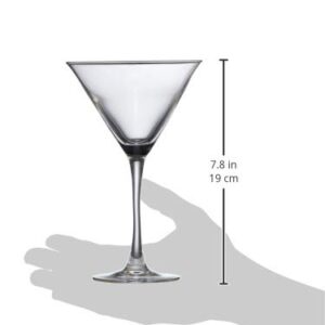 Amazon Basics Chelsea Martini Glass Set, 10-Ounce, Set of 6, Clear