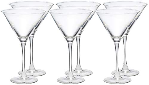 Amazon Basics Chelsea Martini Glass Set, 10-Ounce, Set of 6, Clear