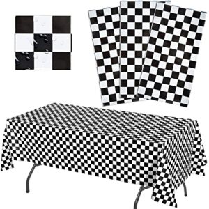 anapoliz black checkered tablecloth plastic | 3 pcs pack - 54” wide x 108” long | black and white checkered disposable table cover | checkered flag tablecloth | retro, diner, racing party décor