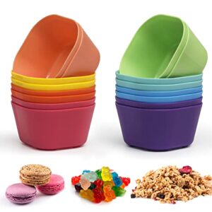 klickpick home 15 ounce bowls set of 16 kids colorful snack bowls set toddlers cereal bowl set children bowl kid microwave dishwasher safe bpa free bowls - 8 colors