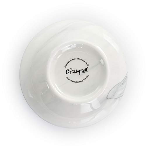 Elama Fine Round Gloss Dinnerware Dish Set, 16 Piece, Black and White Marble