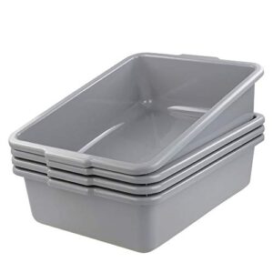 rinboat 24 quart commercial bus box, plastic bus tote, gray, pack for 4