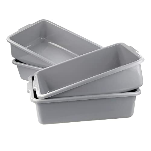 Rinboat 24 Quart Commercial Bus Box, Plastic Bus Tote, Gray, Pack for 4