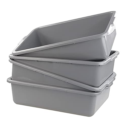 Rinboat 24 Quart Commercial Bus Box, Plastic Bus Tote, Gray, Pack for 4