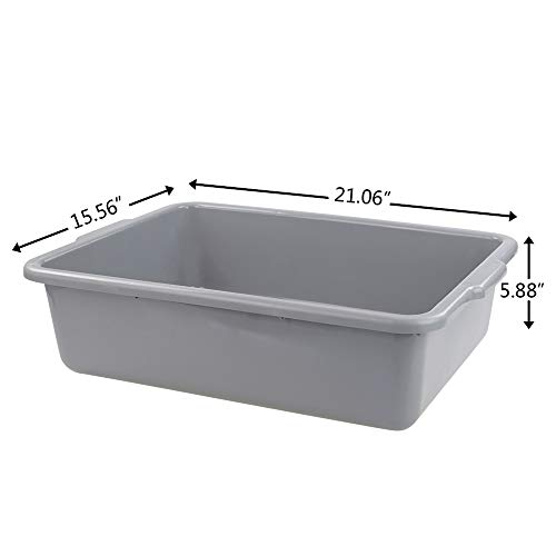 Rinboat 24 Quart Commercial Bus Box, Plastic Bus Tote, Gray, Pack for 4