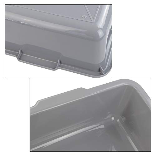 Rinboat 24 Quart Commercial Bus Box, Plastic Bus Tote, Gray, Pack for 4