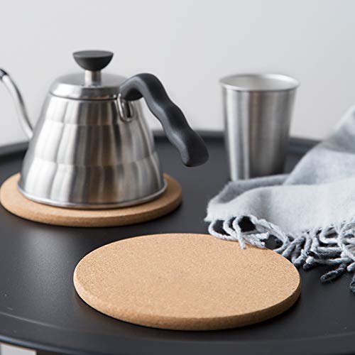 CRCHOM 4 Pack Cork Trivet Set 8" Diameter x 0.4" Thick Round Cork Hot Pads for Dishes, Pots, Pans and Plants