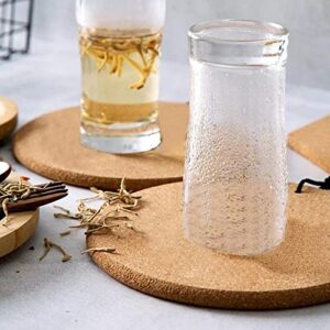 CRCHOM 4 Pack Cork Trivet Set 8" Diameter x 0.4" Thick Round Cork Hot Pads for Dishes, Pots, Pans and Plants