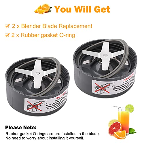 2 Pack Blender Extractor Blade Cross Blade Replacement Parts Compatible with Nutribullet 600W & Pro 900W Series Blenders Mixer NB-101B NB-101S NB-201