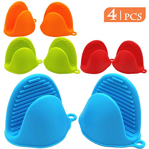 NEPAK 4 Pairs Silicone Cooking Pinch Grips Oven Mitts Potholder for Kitchen Cooking & Baking